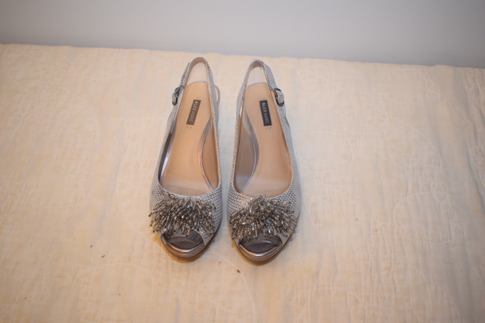 ALEX MARIE MARLA RHINESTONE BEADED Gold PUMP HEEL SHOE 7 M Women's ...