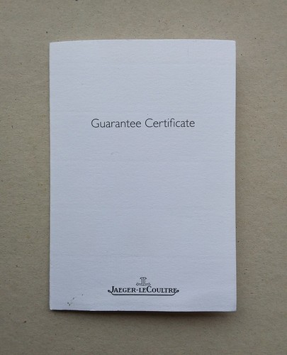 JAEGER LeCoultre Guarantee Warranty Booklet Paper (Unwritten) with ...