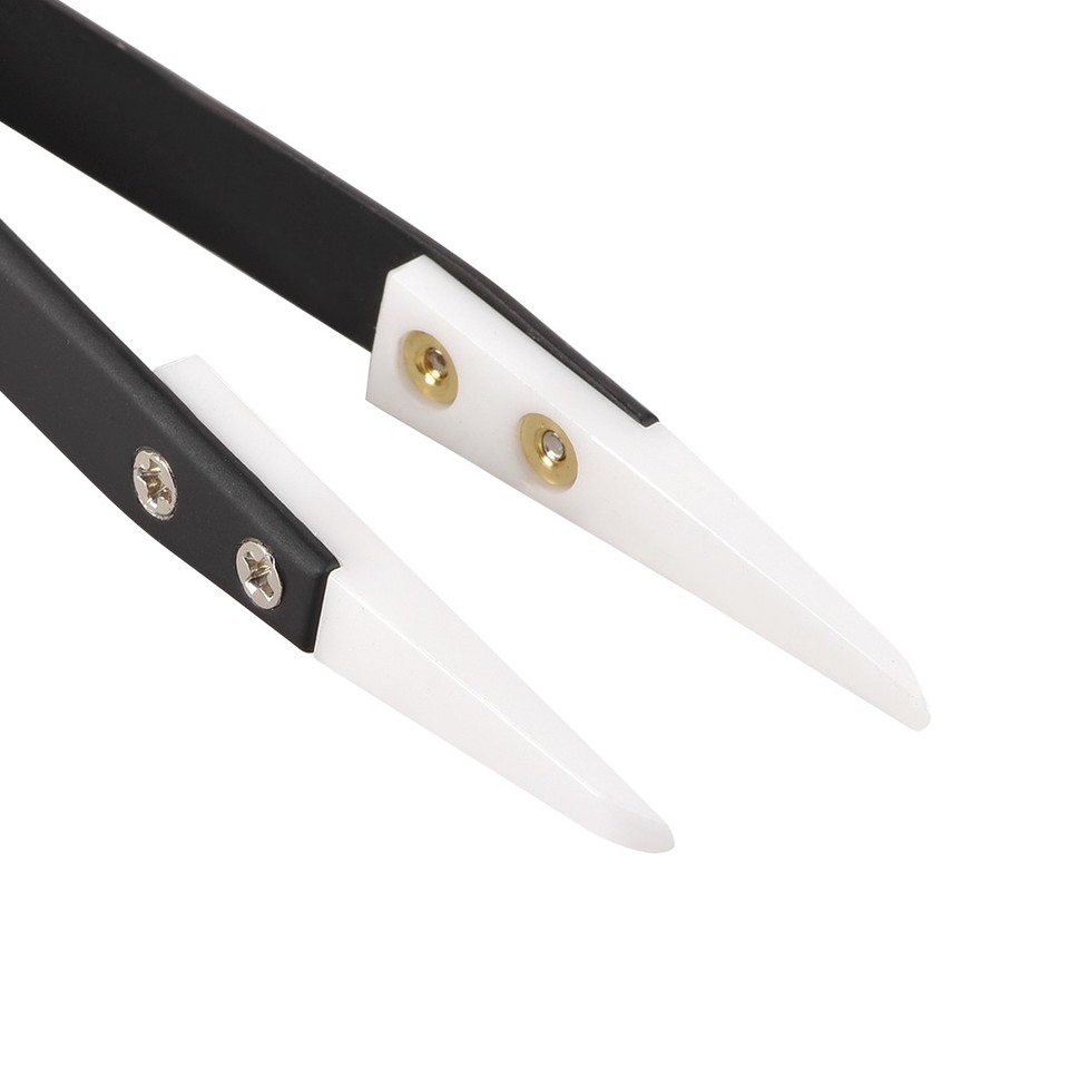 Precision Ceramic Tweezers Non-Conductive Anti-Static Straight Round 2 ...