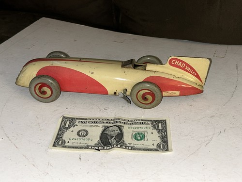 Vintage WORKING Chad Valley Harborne Tin Litho Wind Up Land Speed Racer ...