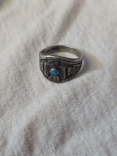 VINTAGE BELL TRADING POST THUNDERBIRD RING SILVER TURQUOISE NAVAJO NATIVE SIZE 6 | eBay