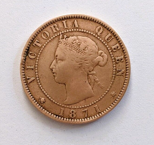 1871 Canada 1 Cent Coin Bronze Prince Edward Island Queen Victoria Oak ...