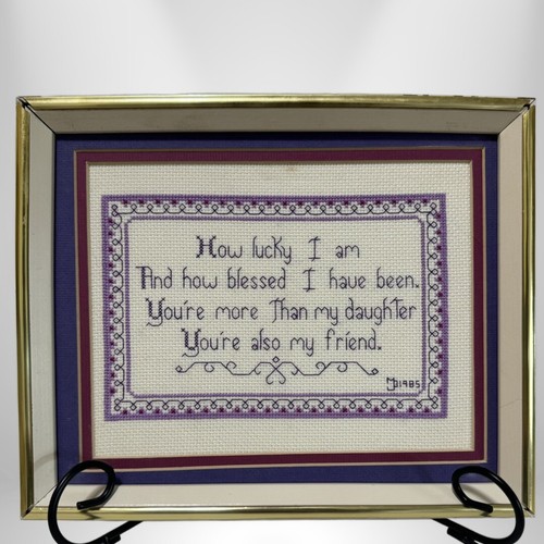 Cross Stitch Embroidery Needle Point framed art poem for daughter 1985 ...