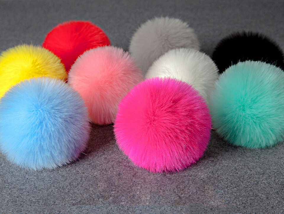 Rabbit Fur Ball/Rabbit Ear PomPom Cell Phone Car Pendant Handbag Key ...