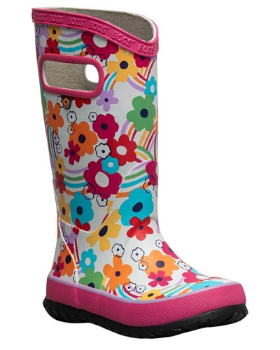 Bogs Rainboot Rainbow Flower Kid's Rain Boots, Bone Multi, K10 | eBay