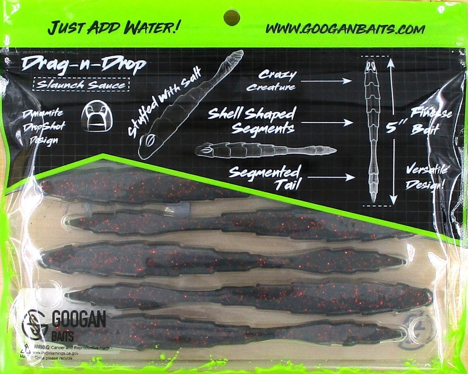(6) Packs Googan Squad 5" Drag N Drop Worm Watermelon Red #17G Brand ...