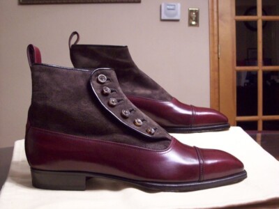 Handmade Men Burgundy Boots Button Top Leather Suede Boots Casual ...