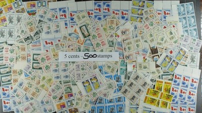 Weeda Canada Postage Lot of 500 x 5c stamps, mostly NH, $25 Face Value ...