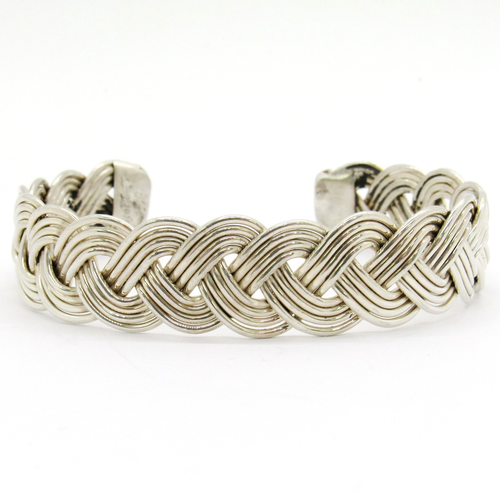 VINTAGE STERLING SILVER .925 TRIPLE WOVEN TWIST BRAIDED CUFF BANGLE ...