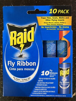 4 Boxes RAID Fly Ribbon Flying Insect Glue Strip Bug Trap Fly Killer 10 ...