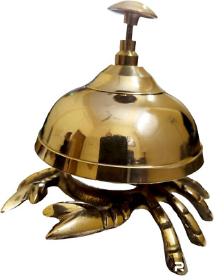 Solid Brass Crab Bell Hotel Counter Antique Reception Bell Teacher Desk ...