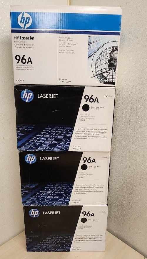 Lot of 4 HP 96A Black Toner Cartridge C4096A OEM NEW Genuine Sealed | eBay