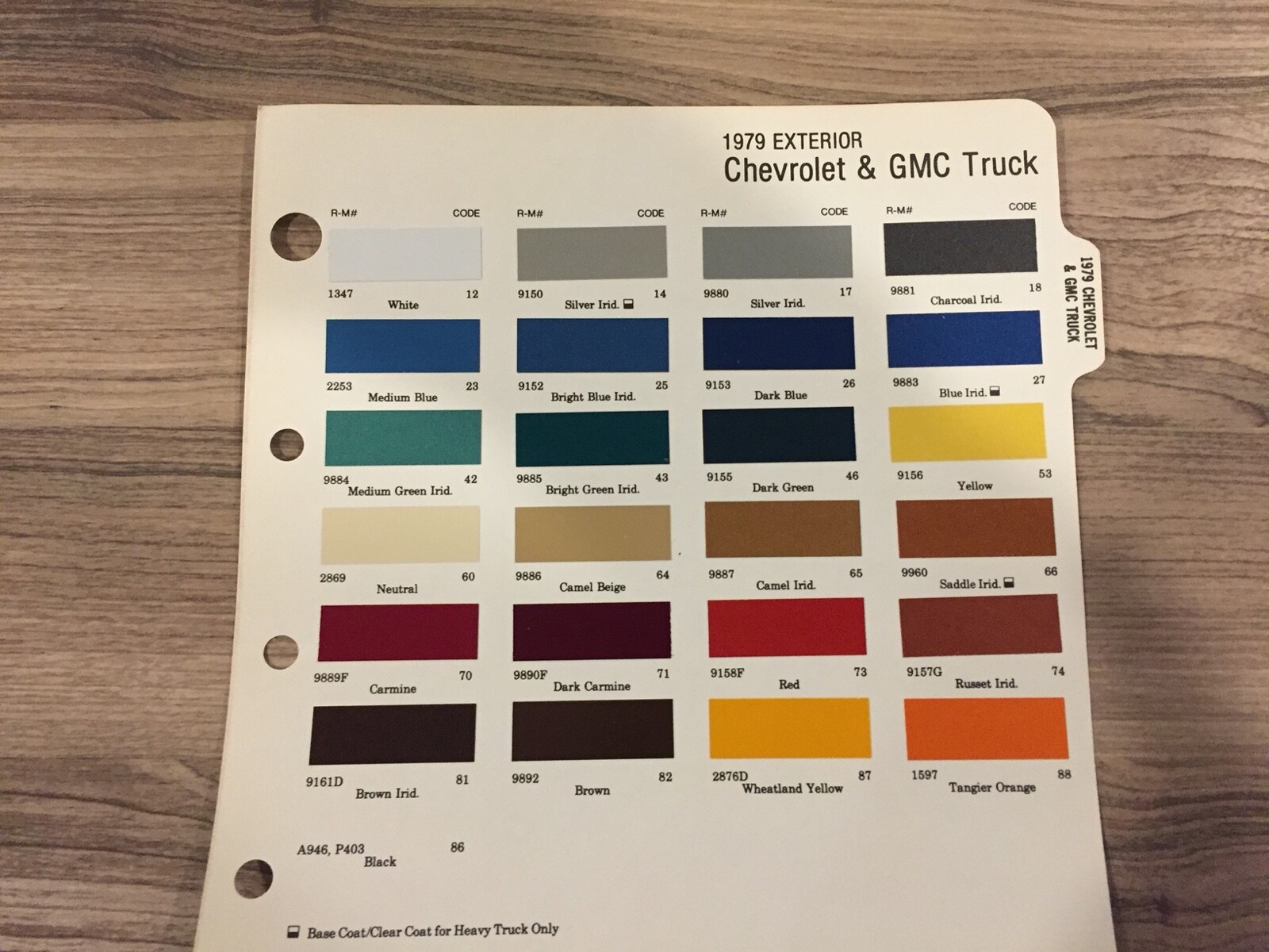 1979 CHEVROLET TRUCK, GMC. TRUCK PAINT CHIP CHART | eBay