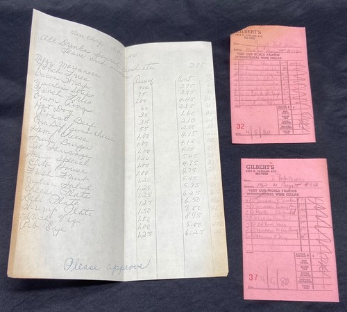 1980 - Wine List & Receipts - Joseph Balistrieri - Milwaukee Mafia ...