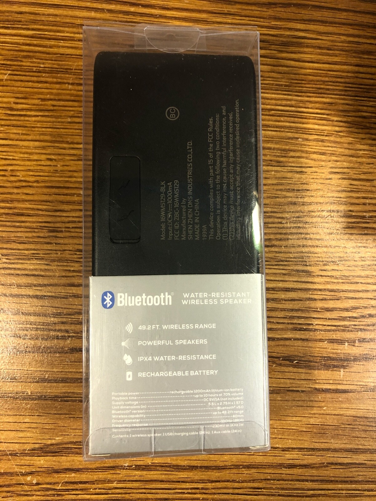 Shen Zhen DNS 16WMS129-BLK Water Resistant Wireless Speaker - Black for ...