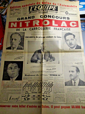 FEUILLE SPECIMEN L'EQUIPE PROSPECTUS CONCOURS NITROLAC SALON DE L'AUTO ...