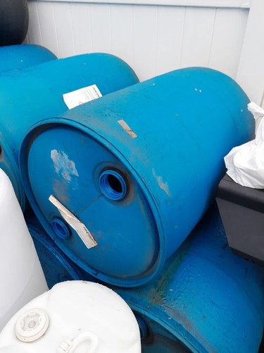 NO SHIPPING 1 white 55 Gallon plastic nonfood grade Ink barrels /drum ...