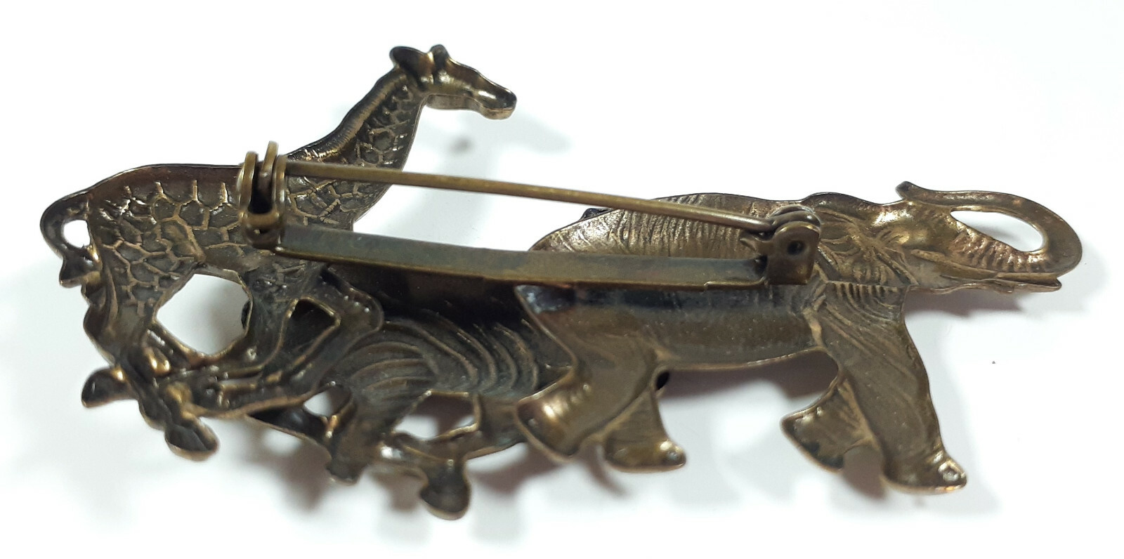 Stampede Safari Animal Pin Brooch Elephant Zebra Gira… - Gem