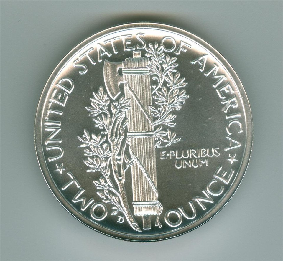INTAGLIO MINT MERCURY DIME TRIBUTE 2 OZ .999 HIGH RELIEF SILVER ROUND ...