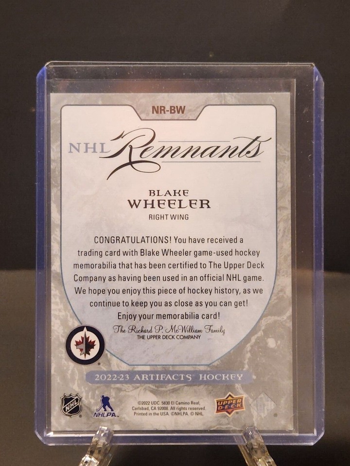 2022-23 Upper Deck Artifacts NHL Remnants #NR-BW Blake Wheeler - Jets ...