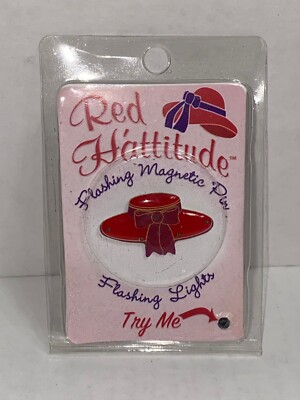 Red Hat Society Hattitude Pin Flashing Magnetic Brooch Metal Jewelry | eBay