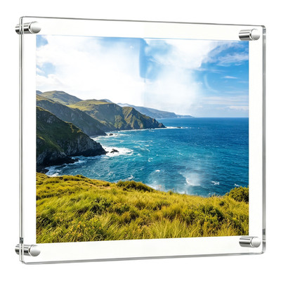 Floating Clear Acrylic Picture Frame 22x22cm Wall Mount UV Resistant ...