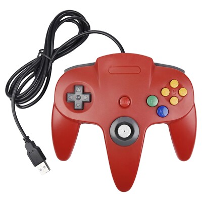 Red N64 Style USB 8 Button Game Pad Controller Joypad PC Android Pi ...