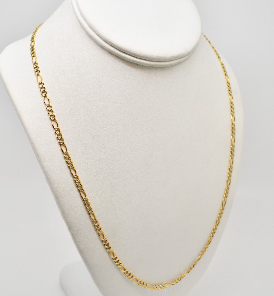 14K Yellow Gold Figaro Chain Link Necklace 22.0" GOLD-2915 | eBay