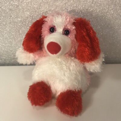 Russ Luvvies Haley Hugs Dog Pink Red Ears Mini 4" Bean Plush Stuffed ...