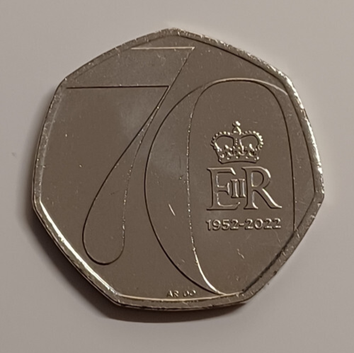 50p Coin HM Queen Jubilee 70th ER 2022 .Rare HM Queen 50p Coin 2022 ...