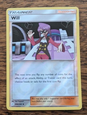 Will 208/236 Reverse Holo, 2019, Sun & Moon Cosmic Eclipse | eBay
