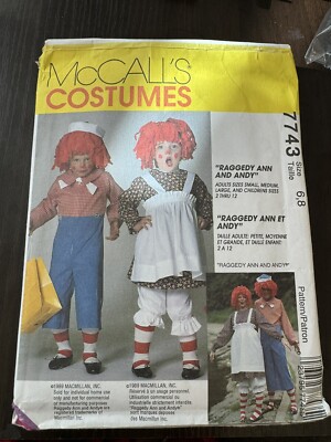 McCall's 7743 Kid's Raggedy Ann & Andy Costume Pattern - Size 6,8 CUT ...
