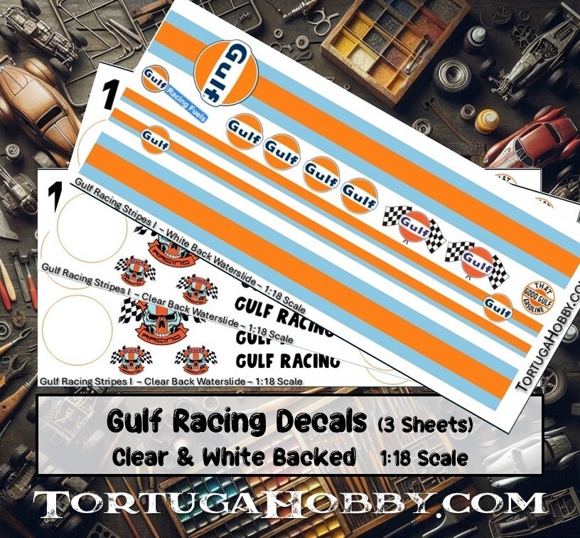 Gulf Racing Decals - 1:10 / 1:18 / 1:24 Scale - Waterslide Decals | eBay