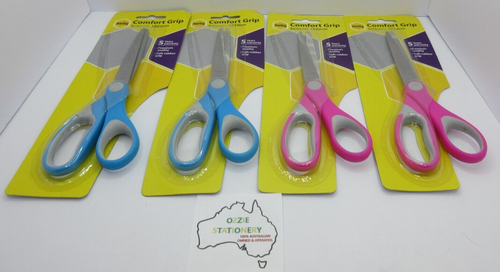 4 Pairs of Marbig Comfort Grip Scissors No. 7 182mm Blue Pink Bulk ...