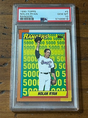 1990 Topps Nolan Ryan Rangers 5000 Strikeouts Card #5 (1989-??) PSA 10 ...