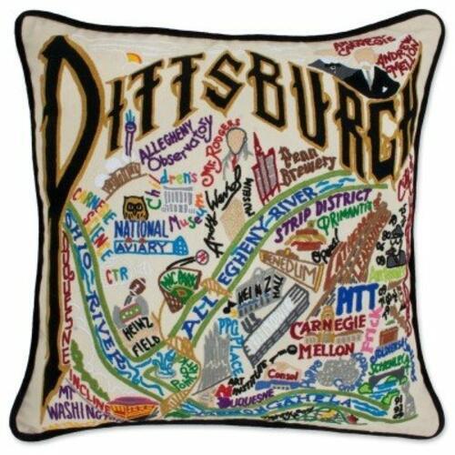 Catstudio Hand Embroidered Pittsburgh Pillow new | eBay