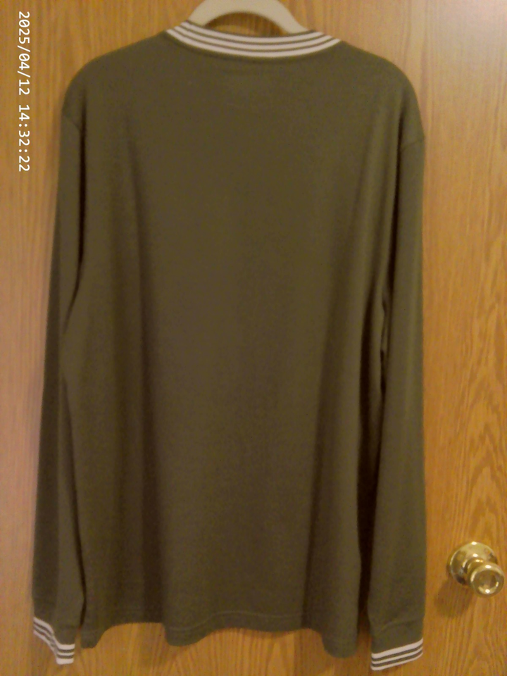 New Men's Alfani Long Sleeve Green Large T-shirt W/Contrast Trim ...