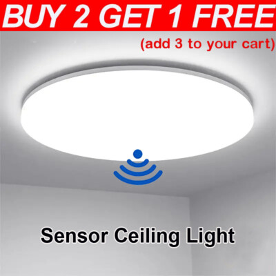 LED Ceiling Light PIR Motion Sensor LED Ceiling Lamp 48W Bathroom ...