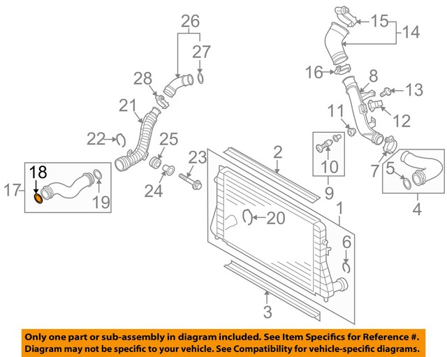 VW Volkswagen OEM Turbo Turbocharger Intercooler-pressure Hose Seal ...