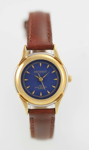 Regency Watch Women Stainless Gold Silver Brown Leather 30m Battery ...