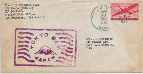 1945 USS Munda CVE-104, Tokyo Bay to Salt Lake City, UT (N8275) | eBay