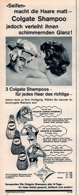 1958 A SWISS AD COLGATE SHAMPOO 3 TYPES | eBay