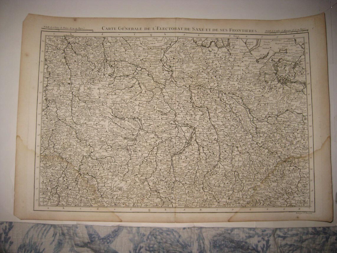 ANTIQUE 1700 SAXONY GERMANY COPPERPLATE MAP COBURG LEIPZIG MAGDEBURG ...