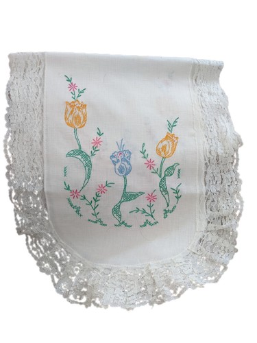 Embroidered Dresser Scarf Table Runner Spring Easter Lace Shabby chic ...