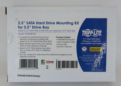 Sealed Tripp Lite 2.5in SATA Hard Drive to 3.5in Drive Bay Adapter ...