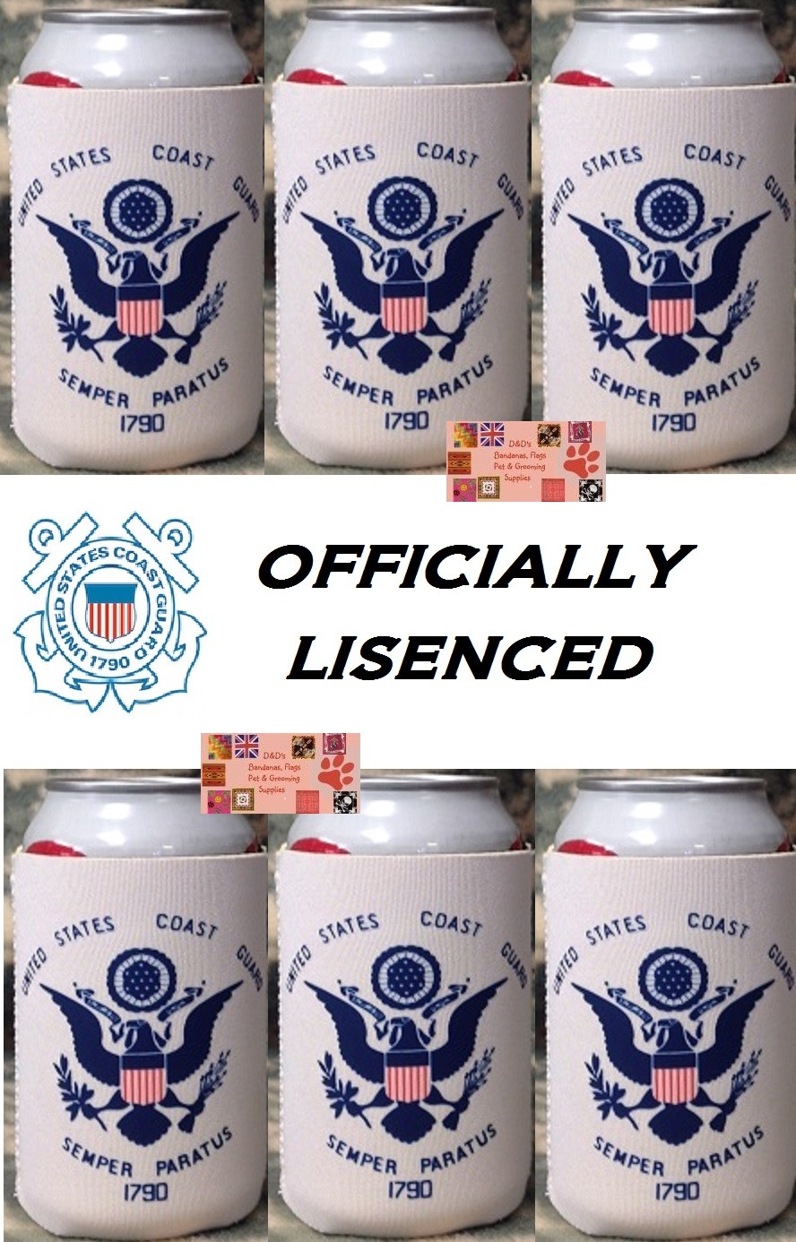 US U.S. COAST GUARD CAN KOOZIE COOLER Wrap Insulator Sleeve Jacket ...