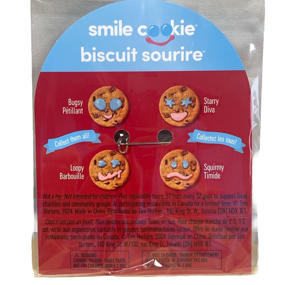 Tim Hortons "Smile Cookie" Squimy Promotional Pinback Button Pin 2024 ...