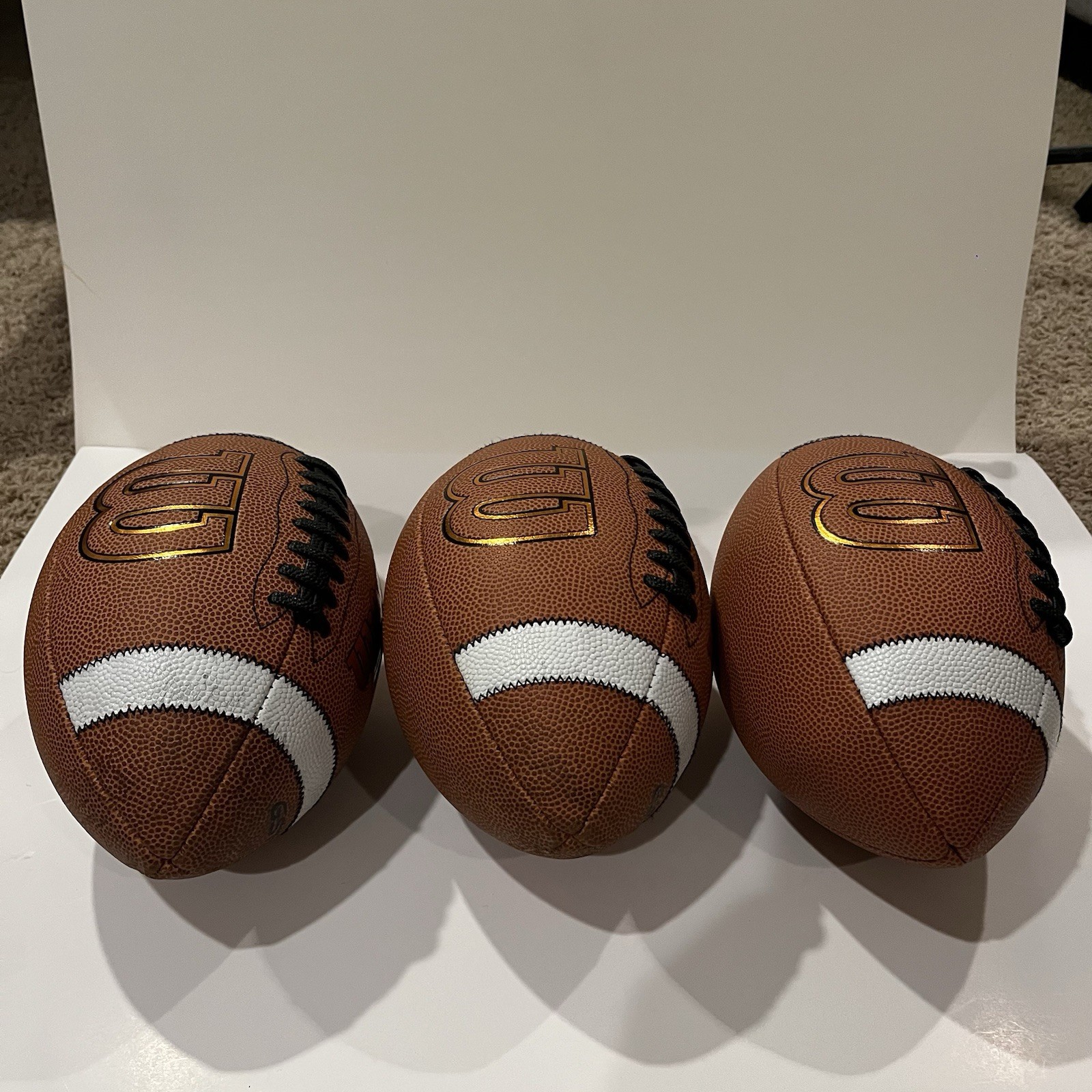 SET OF 3 Wilson GST Official Size Composite Footballs- Used with ...