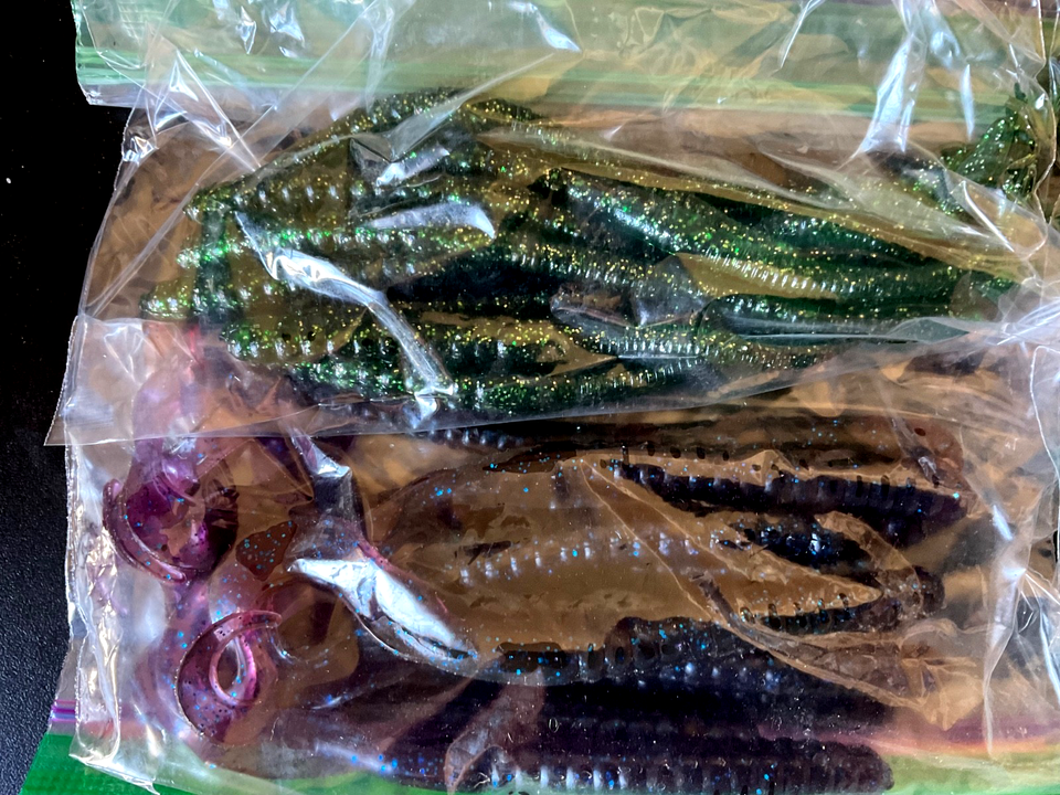 Lot of 10 Soft Plastic Fishing Lure Bait Packages, Worms & Tubes ...