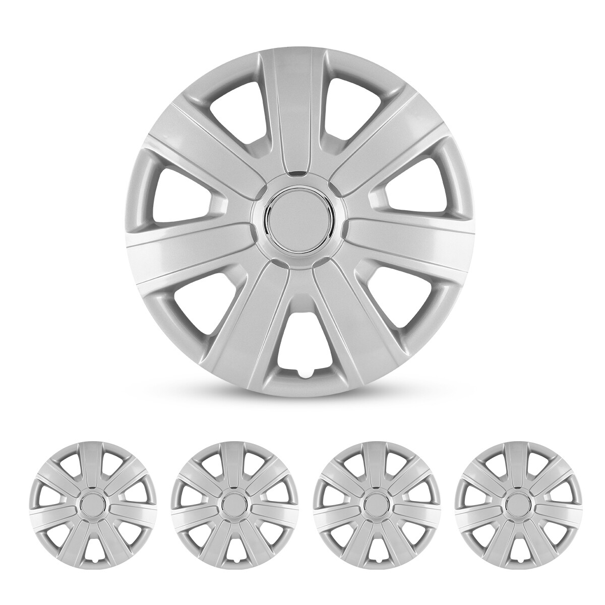 14" SETS OF SILVER WHEEL COVERS HUB CAPS FIT R14 TIRE STEEL RIM CAR SUV ...